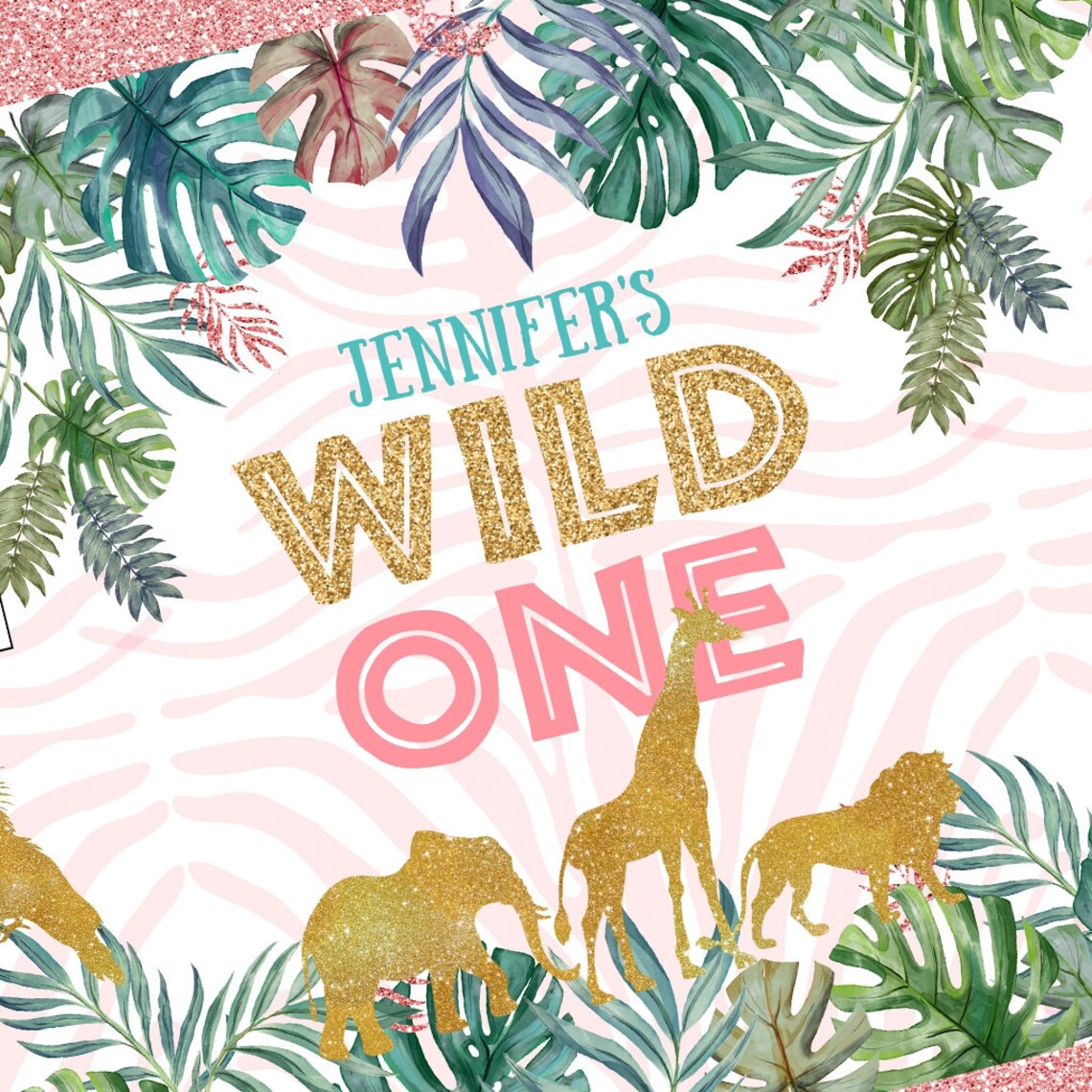 Jungle Wild One Pink Chips Bag Snacks Treat Bags Safari Chip | Etsy