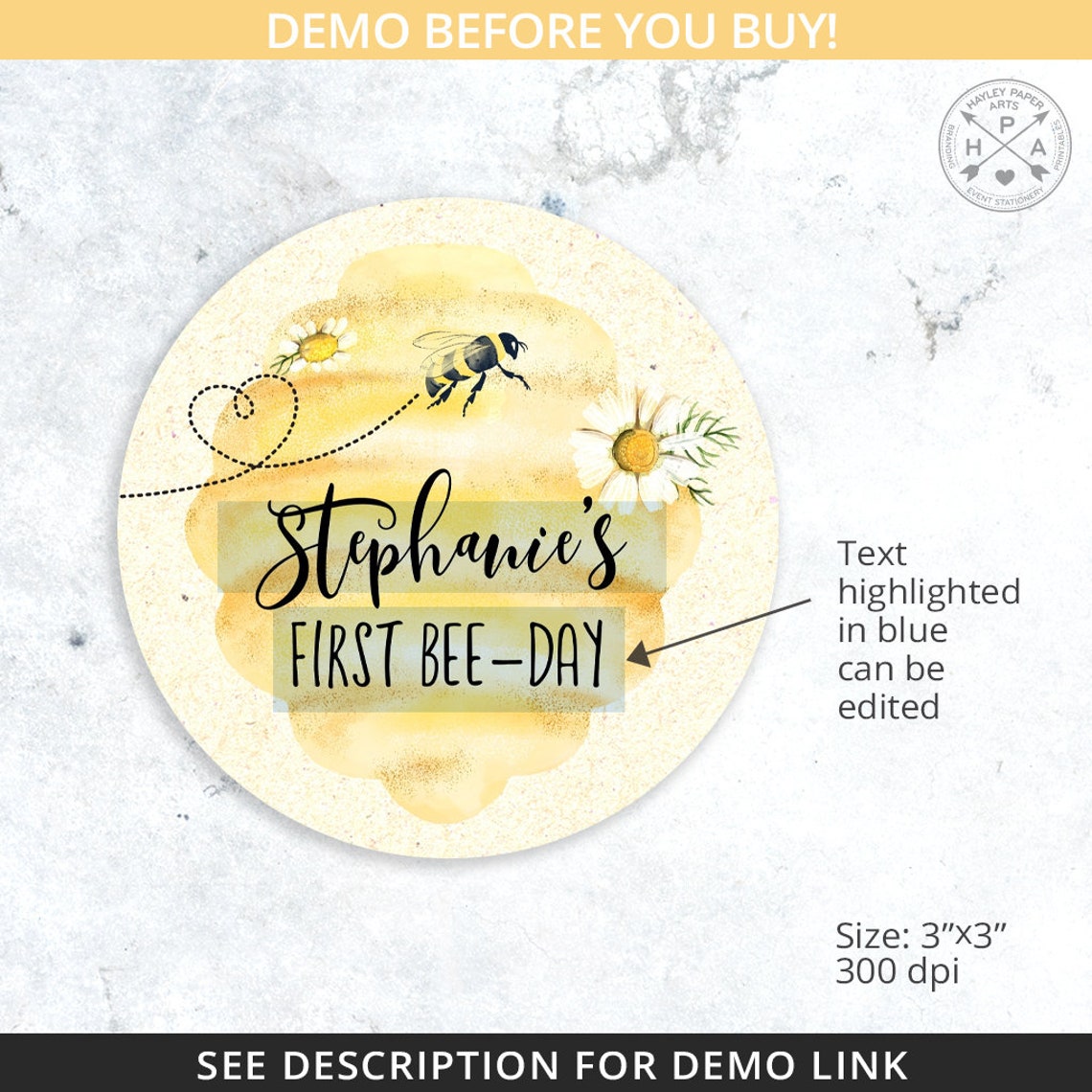 EDITABLE Bee Circle Favor Thank You Tag Bee-day Round Gift - Etsy