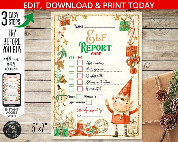 Elf report card. Notes from the Elf. Christmas elves letter ...