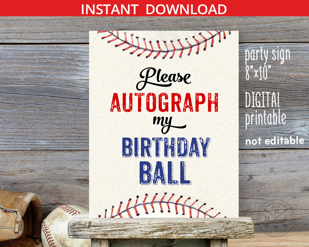 Baseball Table Sign Please Autograph My Birthday Ball 8x10 - Etsy