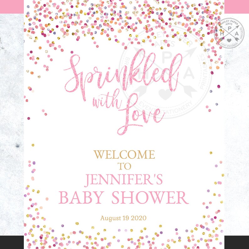 EDITABLE Sprinkled with love pink glitter confetti welcome | Etsy
