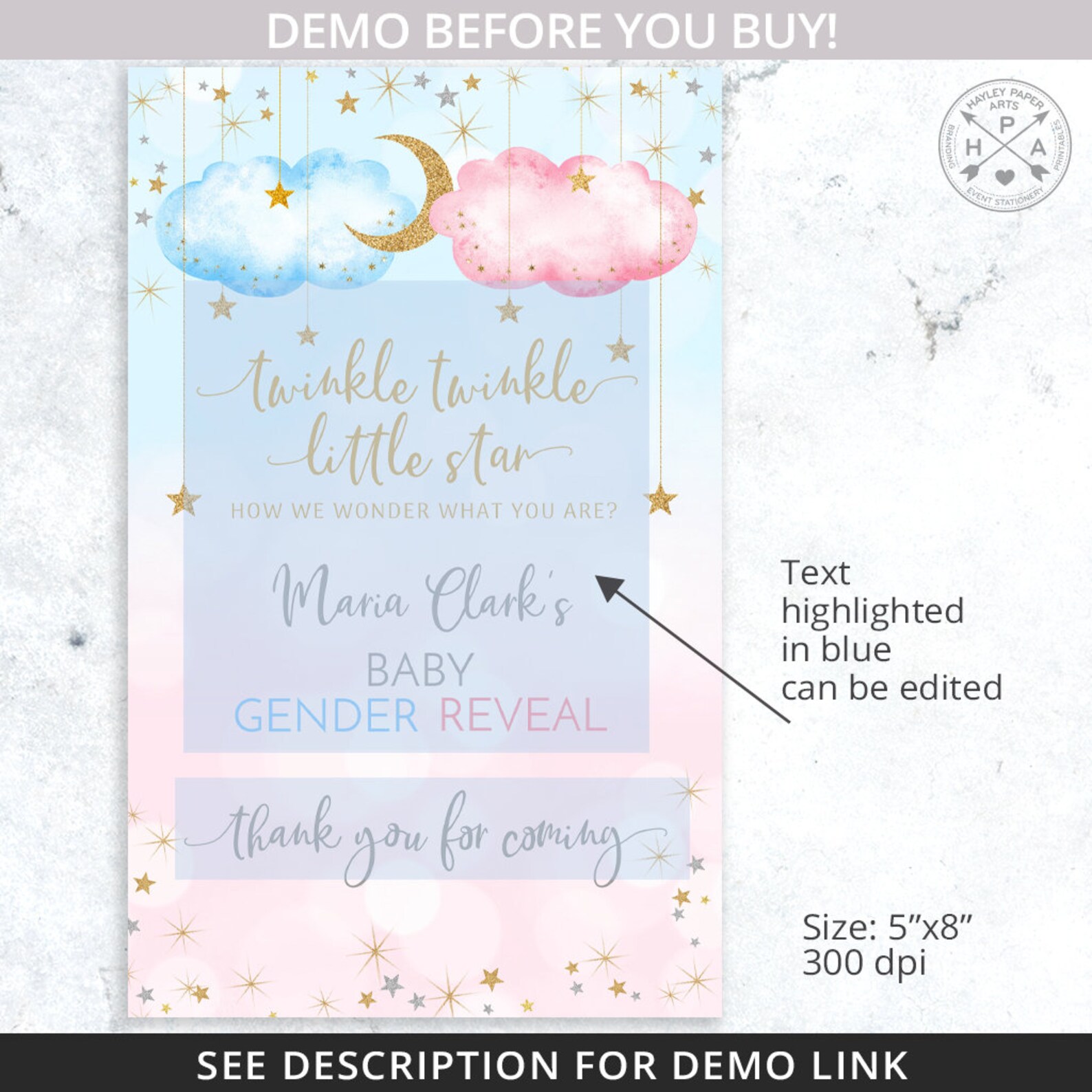 Twinkle Little Star Gift Bag Labels, Baby Gender Reveal Shower, Pink ...