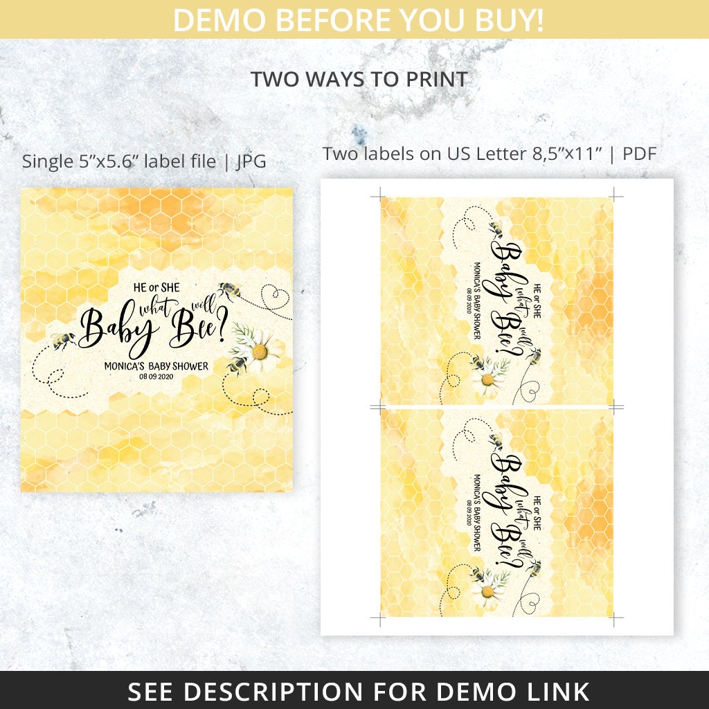 BUNDLE Bee Invitation Party Pack, Welcome Sign, Raffle Cards, Bottle ...
