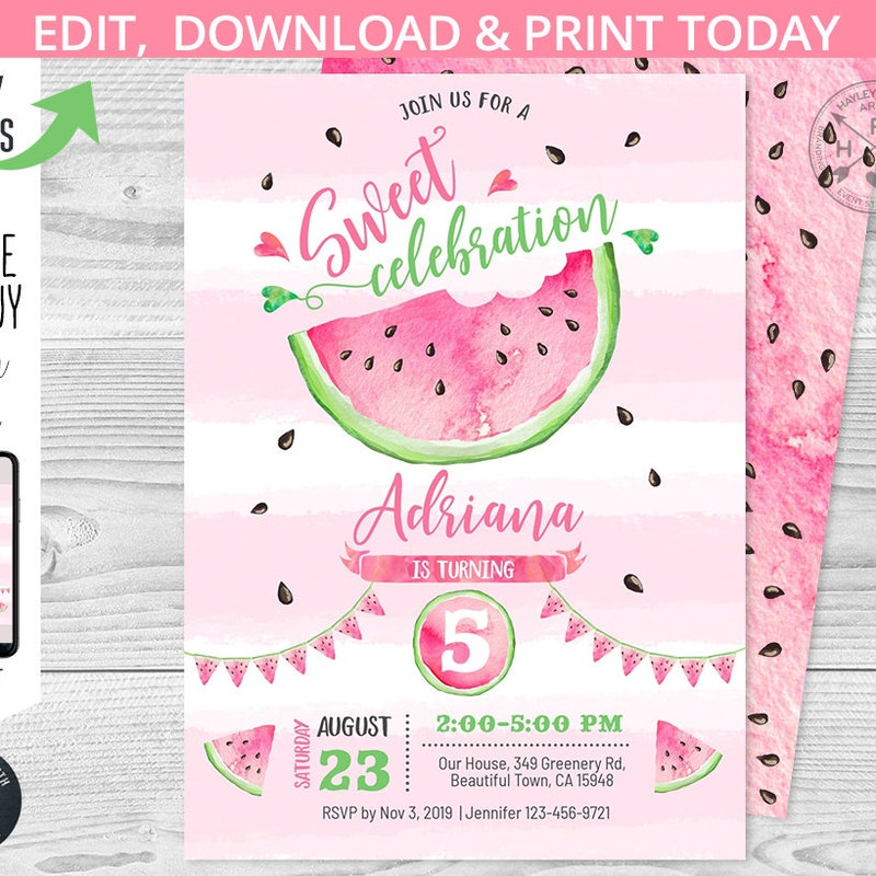Watermelon Invitation - Etsy