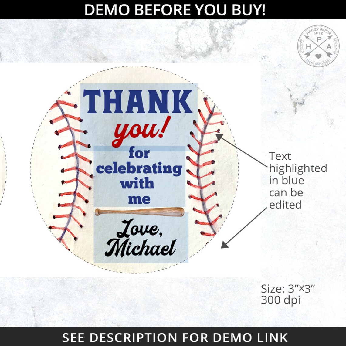 Baseball Thank You Tag. Baseball Little Rookie Round Tag 3x3. - Etsy