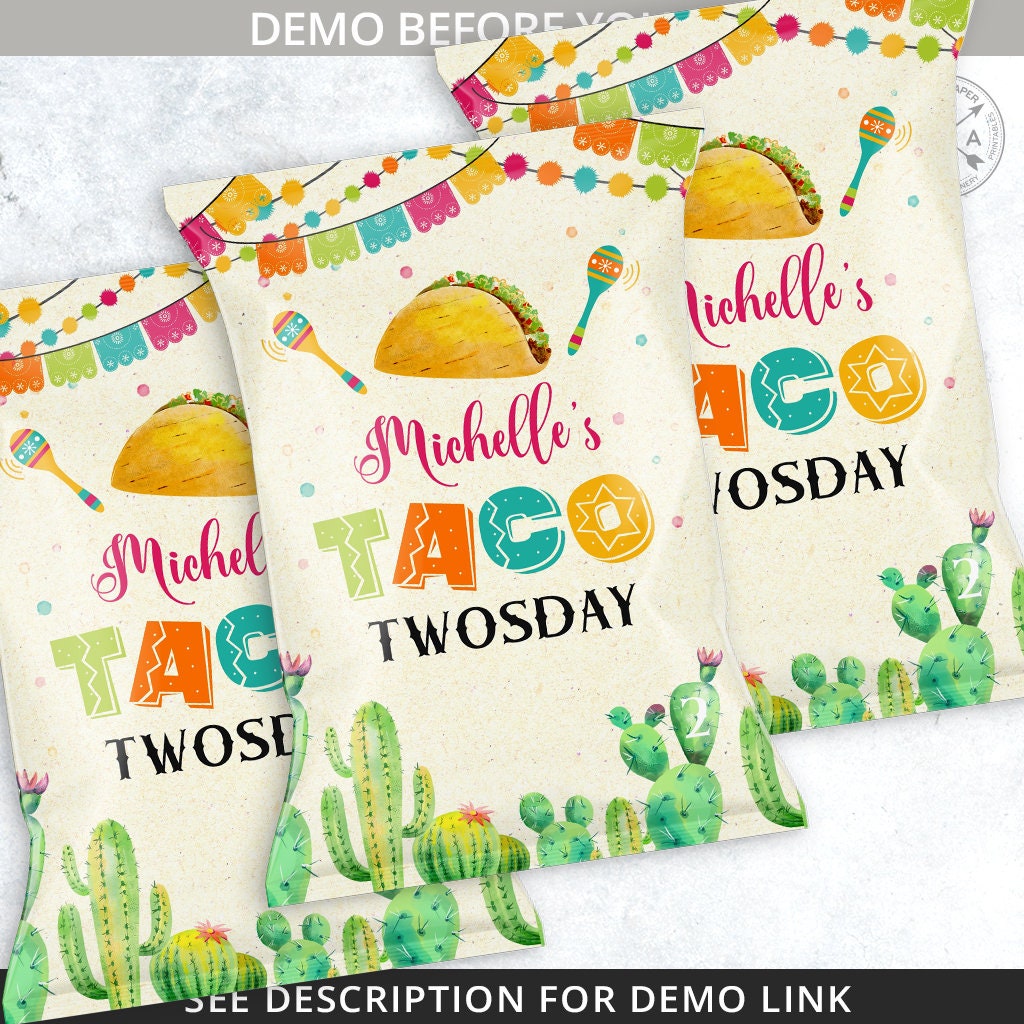 BUNDLE Taco Twosday Chips Bag, Juice Bags, Rice Krispies, Water Labels ...
