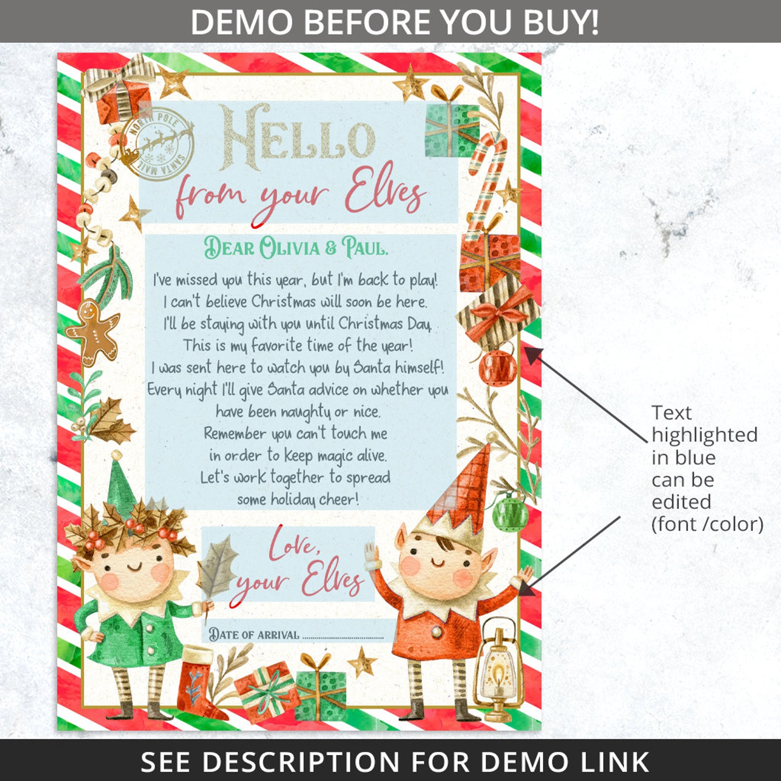 Elves Arrival Letter. Elf Return Letter. Christmas Card. Elves - Etsy