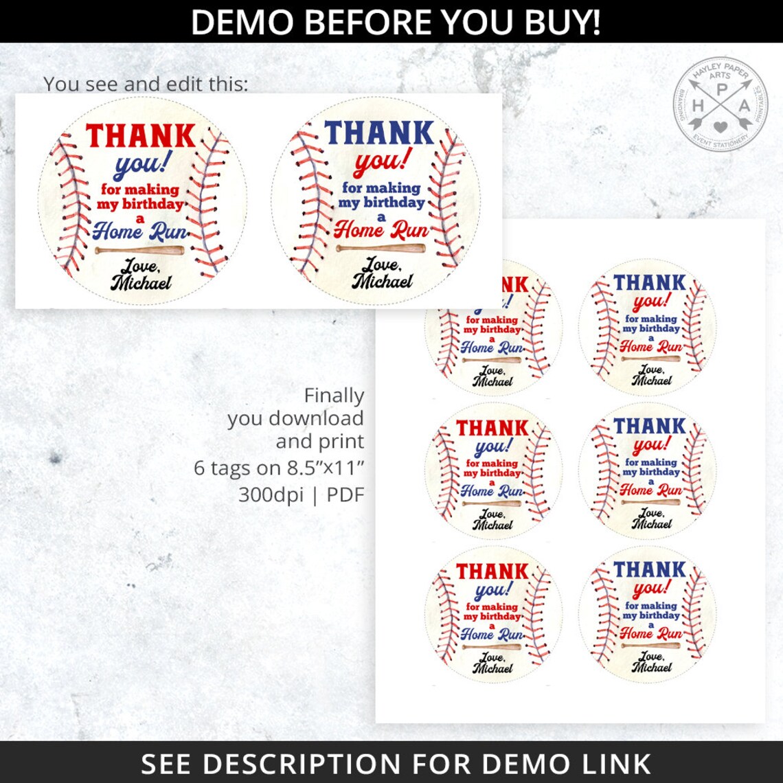 Baseball Thank You Tag. Baseball Little Rookie Round Tag 3x3. - Etsy