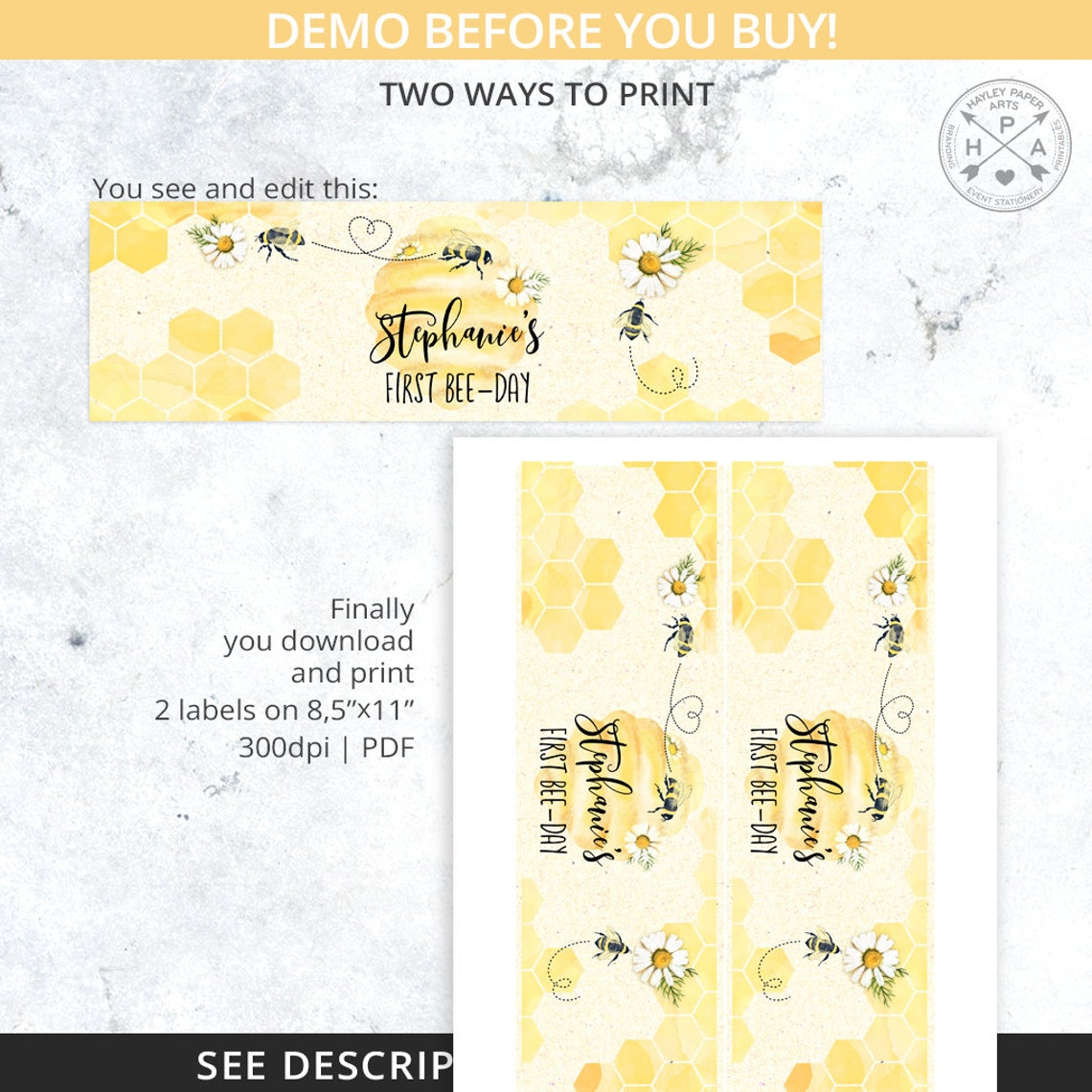 Bee Mini Chips Can Label Wrapper Cover Bumble Hive Bee-day Birthday ...