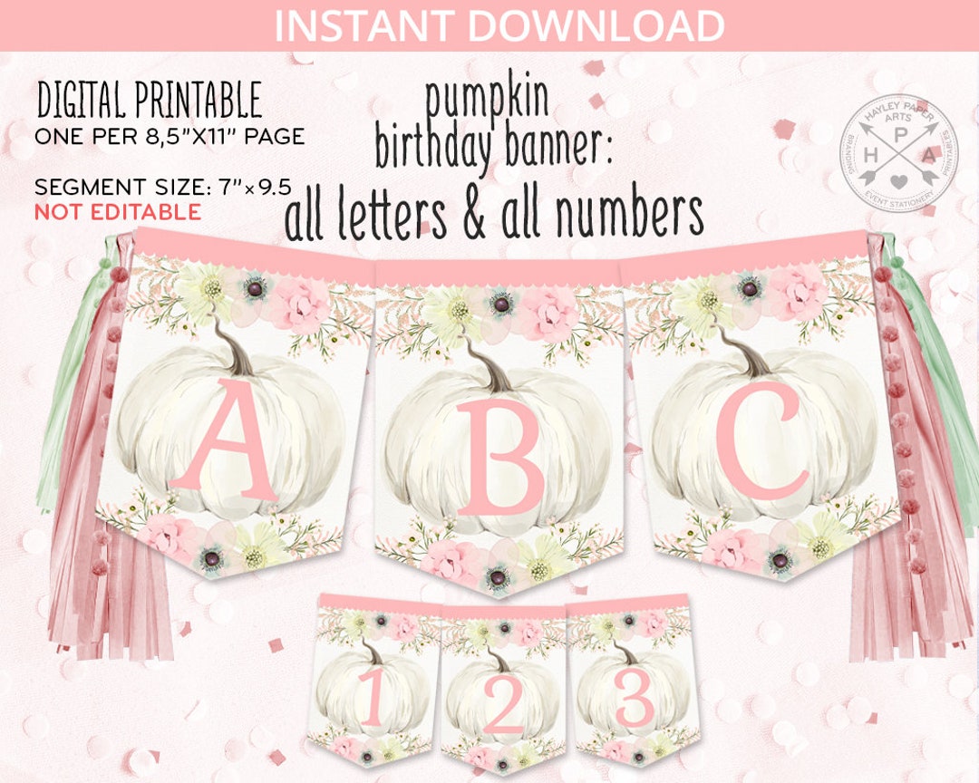 Pumpkin Banner Complete Full Alphabet ABC Printable Party Bunting ...