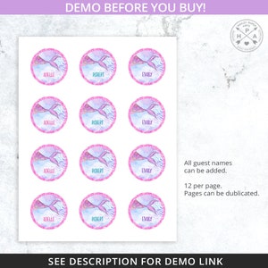 Mermaid Birthday Gable Gift Box Labels and Name Tags. Pink Glitter Tail ...