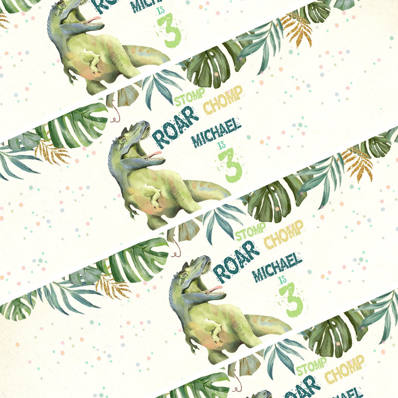Dinosaur Water Bottle Labels T-rex Dino-mite Party Prehistoric Animals ...