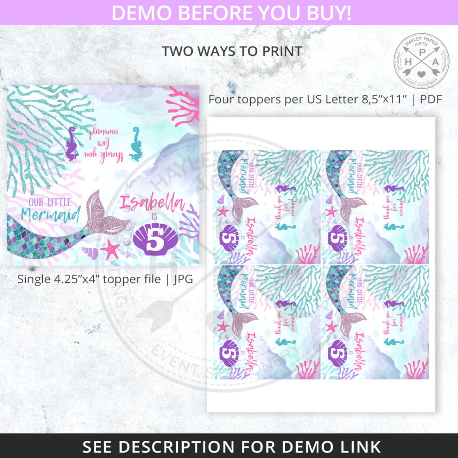 Mermaid Treat Bag Topper Label Under the Sea Mermaids Treats Candy ...