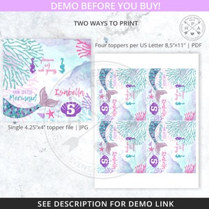 Mermaid Treat Bag Topper Label Under the Sea Mermaids Treats Candy ...