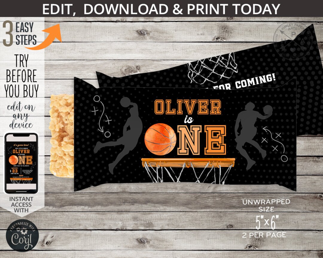 Basketball Rice Krispies Treats Ball Sports Wrapper Label ONE, First ...