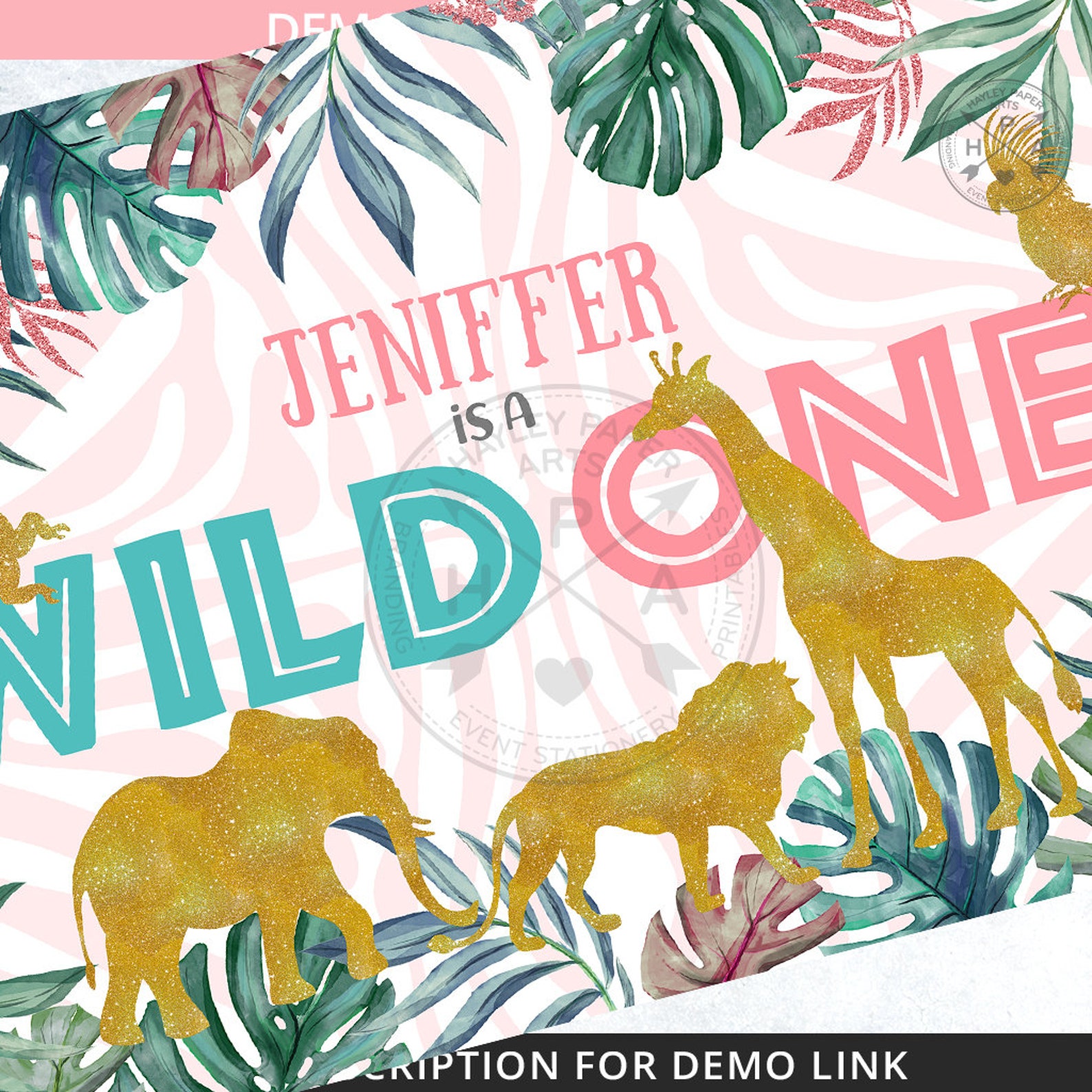 EDITABLE Jungle Wild One Table Backdrop 36x24 1st First - Etsy