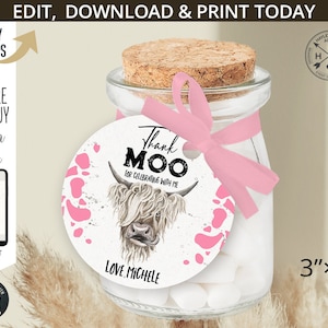 Cow Thank You Tag. Holy Cow Highland Thank Moo Circle Round 3x3 ...