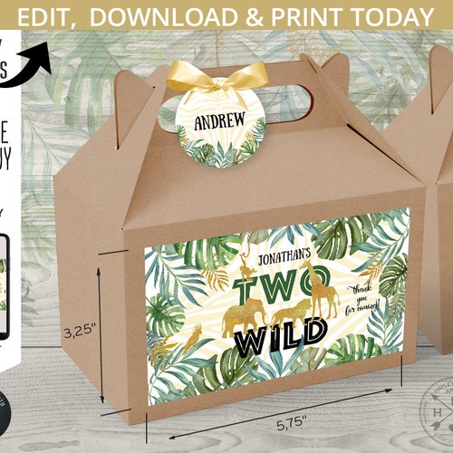 Jungle Gold Favor Tags Editable Thank You Tags Safari Gift - Etsy