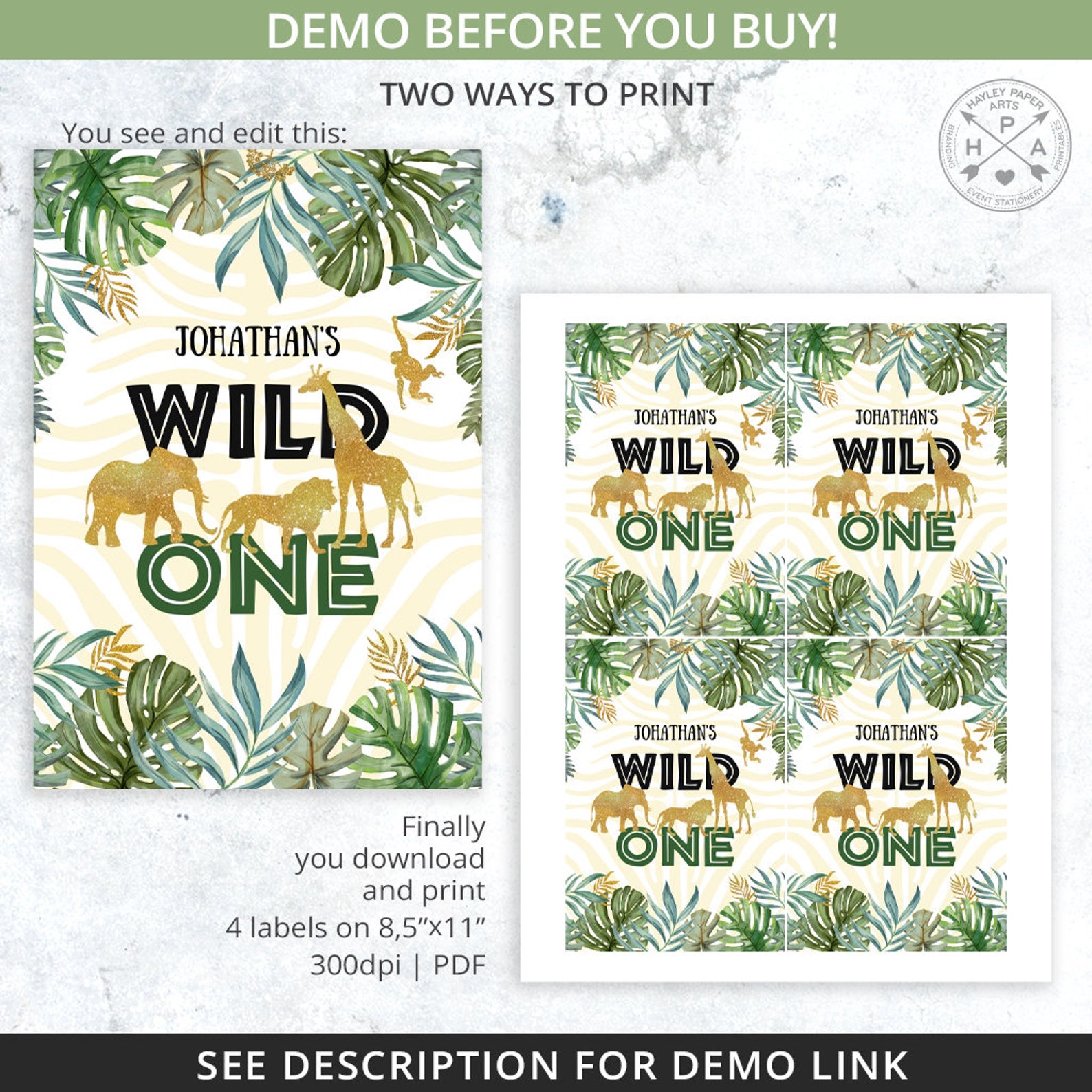 BUNDLE Jungle Wild One Chips Bag Juice Bags Safari Water - Etsy