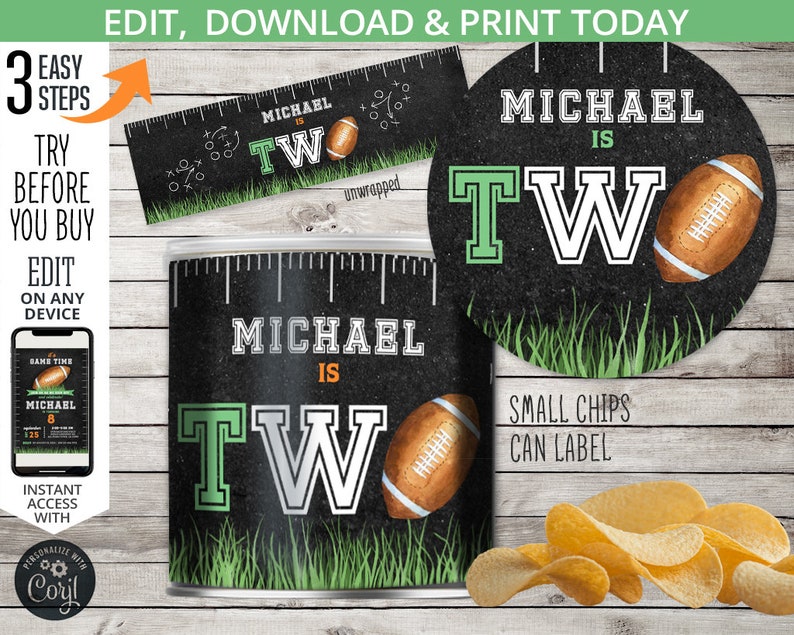 Football Mini Chips Can Label TWO Wrapper Cover Gridiron Rookie Second ...