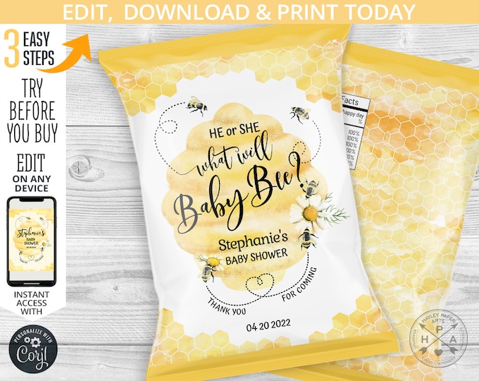 Bumble Bee Gender Reveal Chip Bag-bumble Bee Chip Bag-what Will It Bee ...