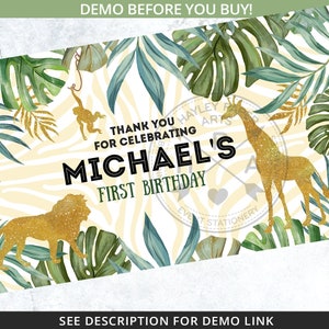 EDITABLE Jungle Safari Gift Box Labels, Guest Name Tags. Handle Favor ...