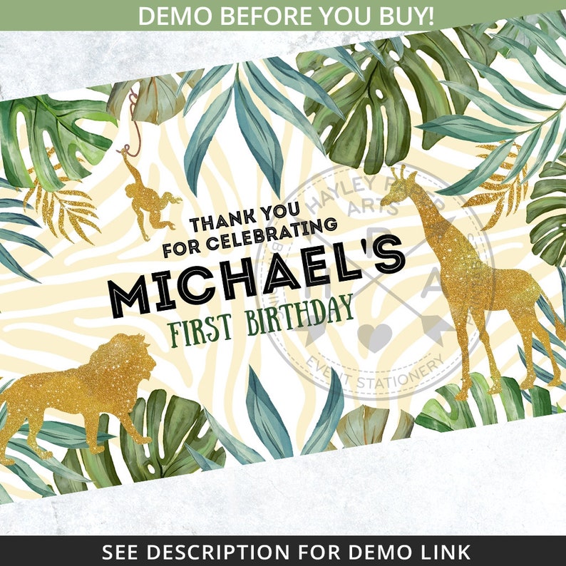 EDITABLE Jungle Safari Gift Box Labels Guest Name Tags. - Etsy