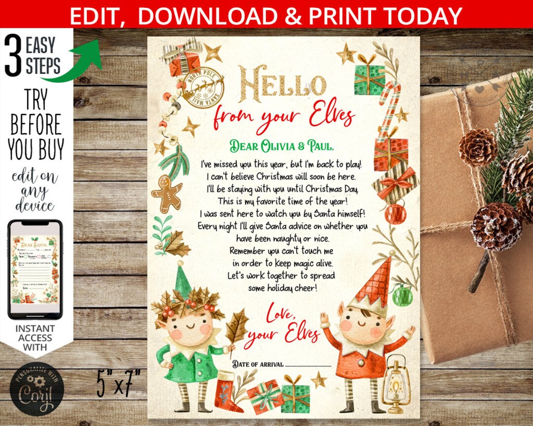 Elves Arrival Letter. Elf Return Letter. Christmas Card. Elves We Are ...