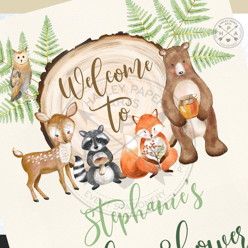 EDITABLE Woodland Baby Shower Welcome Sign. 11x14 Party Poster Board ...