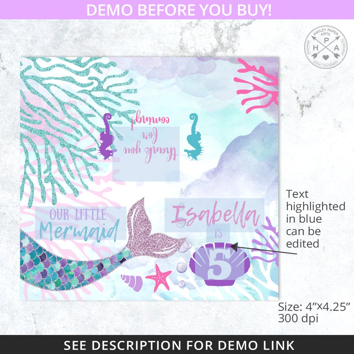 Mermaid Treat Bag Topper Label Under the Sea Mermaids Treats Candy ...
