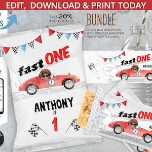 BUNDLE Fast One Vintage Race Car Chips Bag, Rice Krispies, Bottle ...