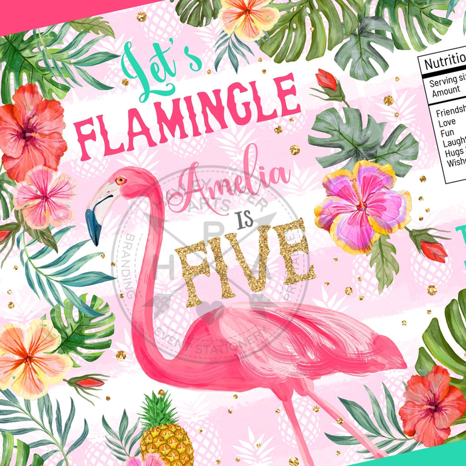 Flamingo Chip Bag, Flamingle Snacks Treat Bags, Chips Pouch, Wrapper ...