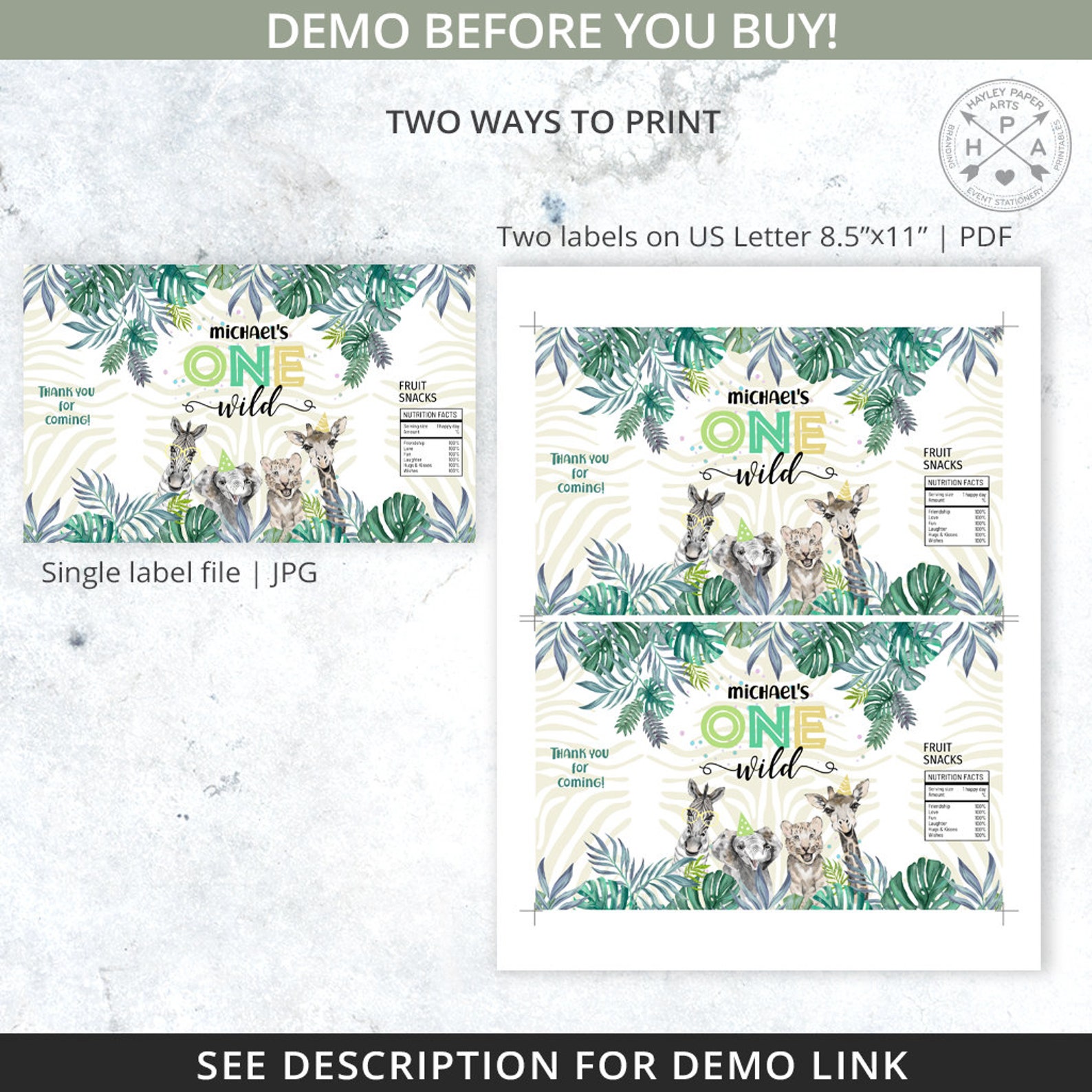 MEGA BUNDLE Jungle Safari Wild One Birthday Party Pack Chips - Etsy