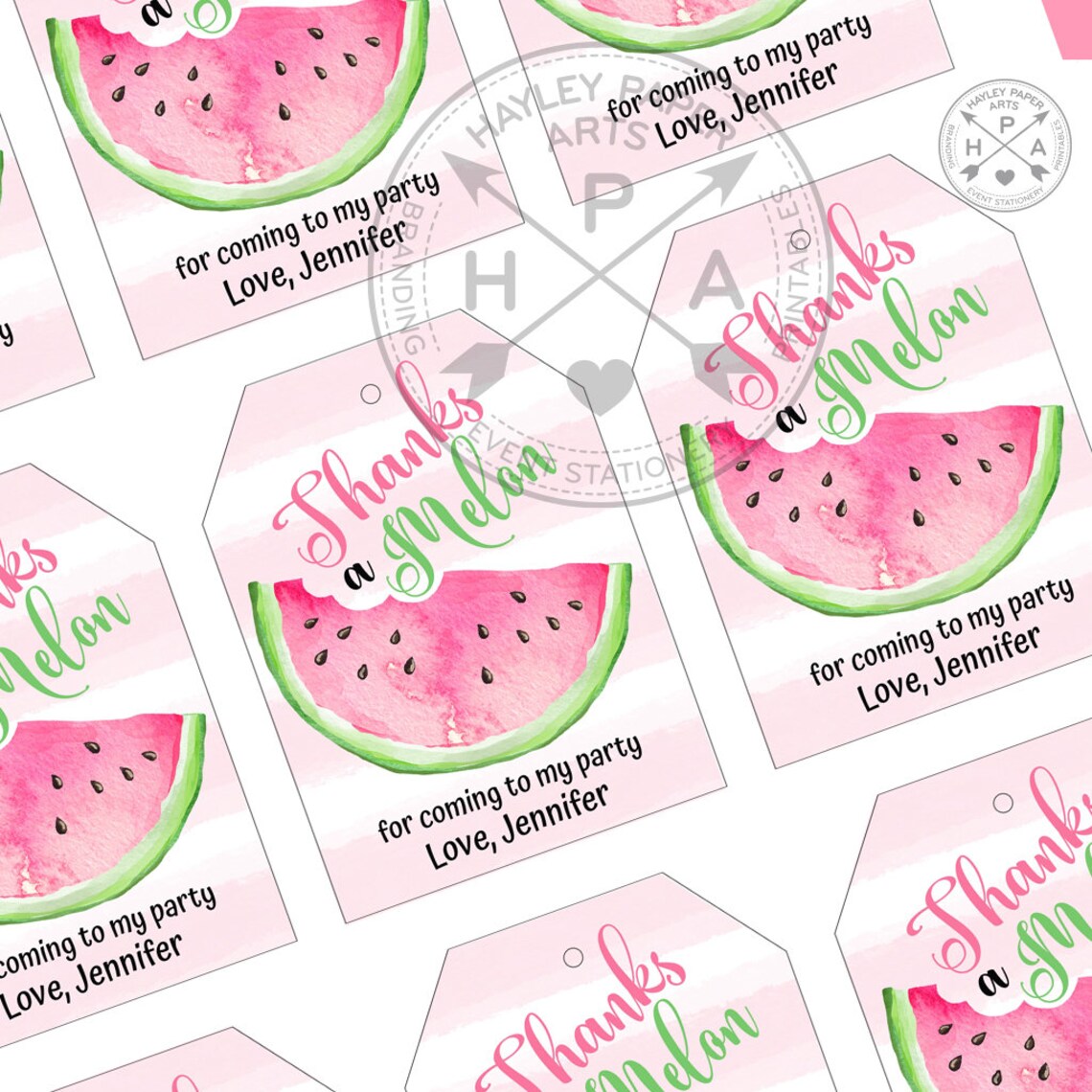 EDITABLE Watermelon Favor Gift Tag One in a Melon Tags First - Etsy