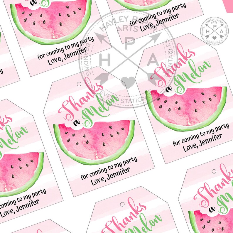 EDITABLE Watermelon Favor Gift Tag One in a Melon Tags First - Etsy