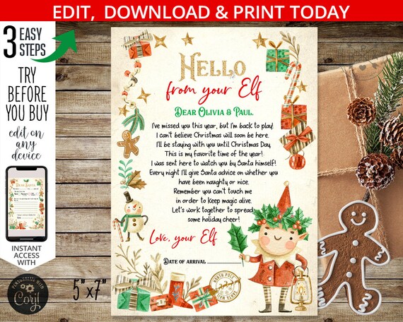 Elf arrival letter. Elf return letter. Elves Christmas card. Elf girl I ...