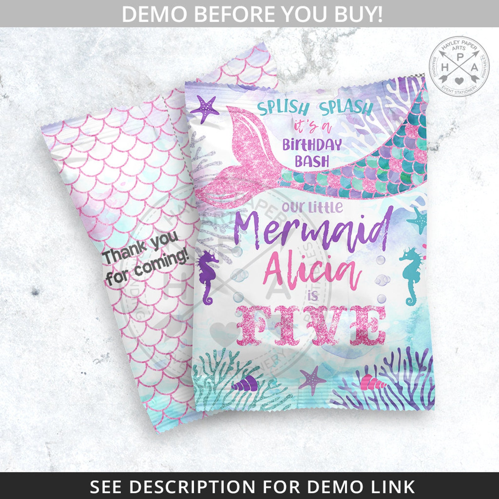 Mermaid Fruit Snacks Bag, Mermaid's Tail Snacks Treat Bags, Mini Pouch ...