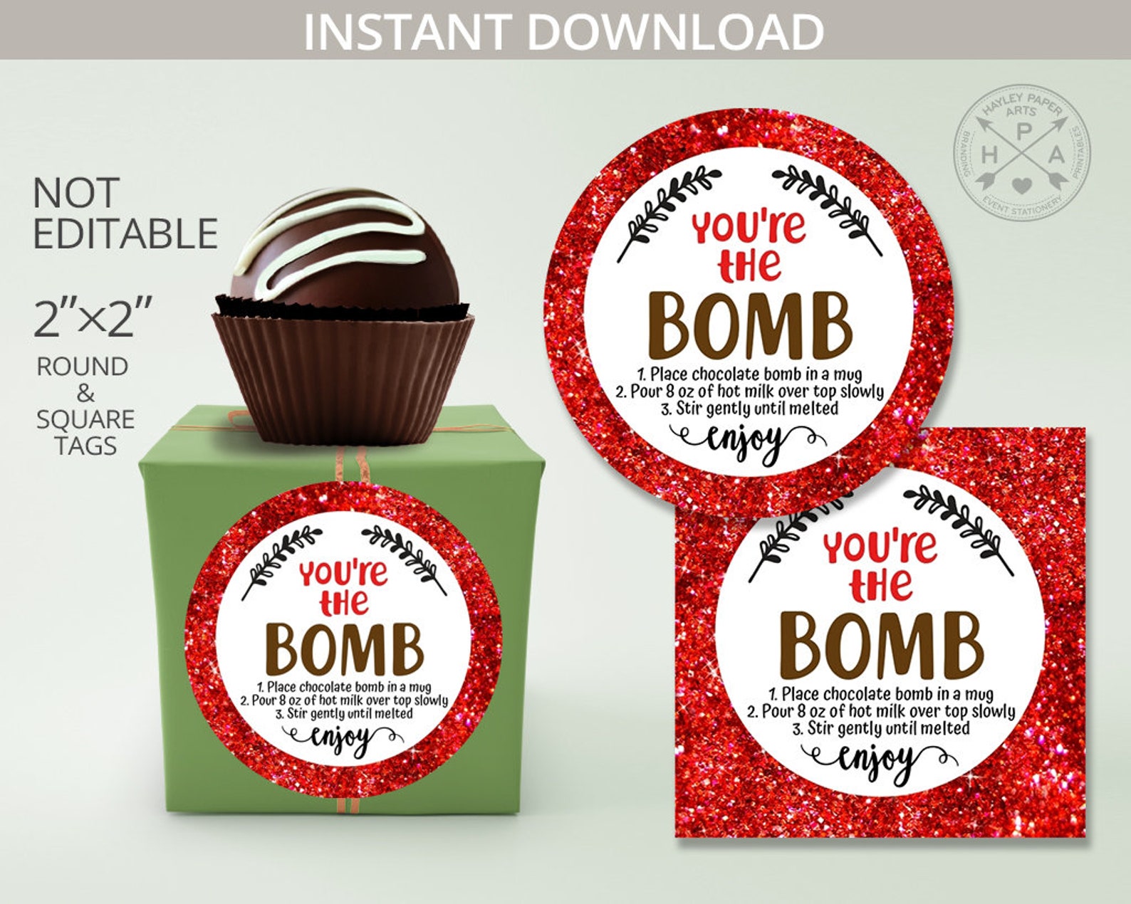 Hot chocolate bomb tag or sticker. You're the Bomb. | Etsy