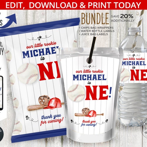 Baseball Chips Bag First Birthday Party Favor ONE Chip - Etsy