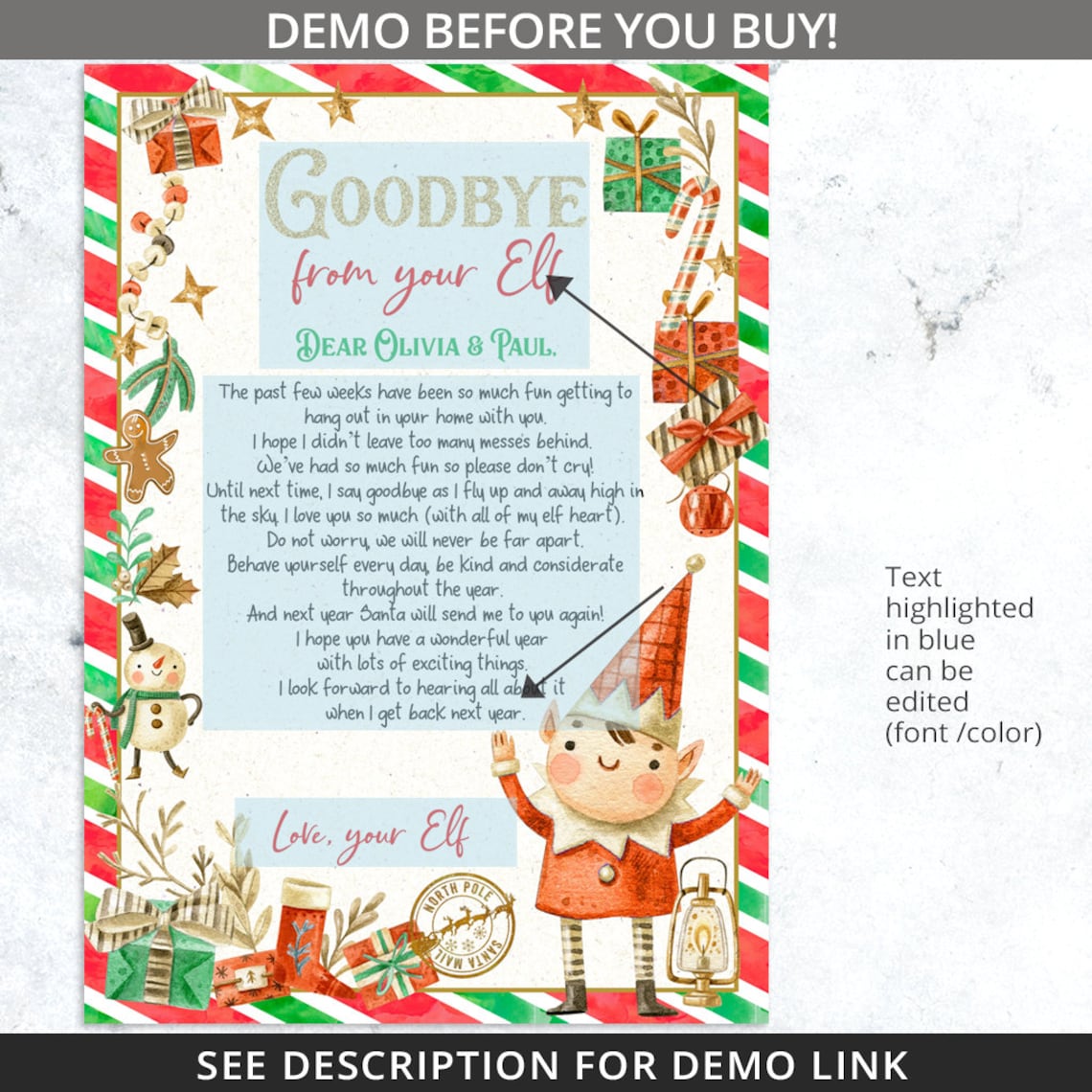 Elf Goodbye Letter. Elf Farewell Letter. Elves Christmas Card. - Etsy
