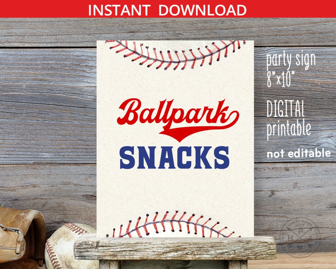 Baseball Concession Stand Birthday Table Sign 8x10 Printable Rookie All ...