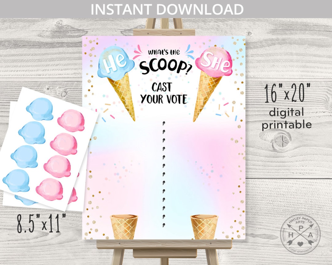 Ice Cream Gender Reveal Baby Shower What's the Scoop He or She Cast ...