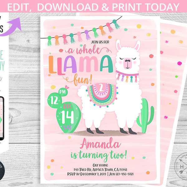 Llama First Birthday - Etsy