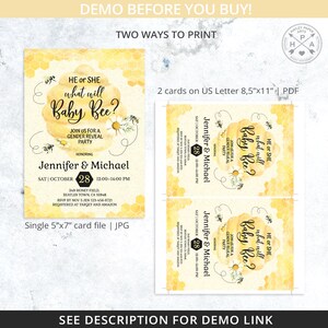 BUNDLE Bee Invitation Party Pack, Welcome Sign, Raffle Cards, Bottle ...