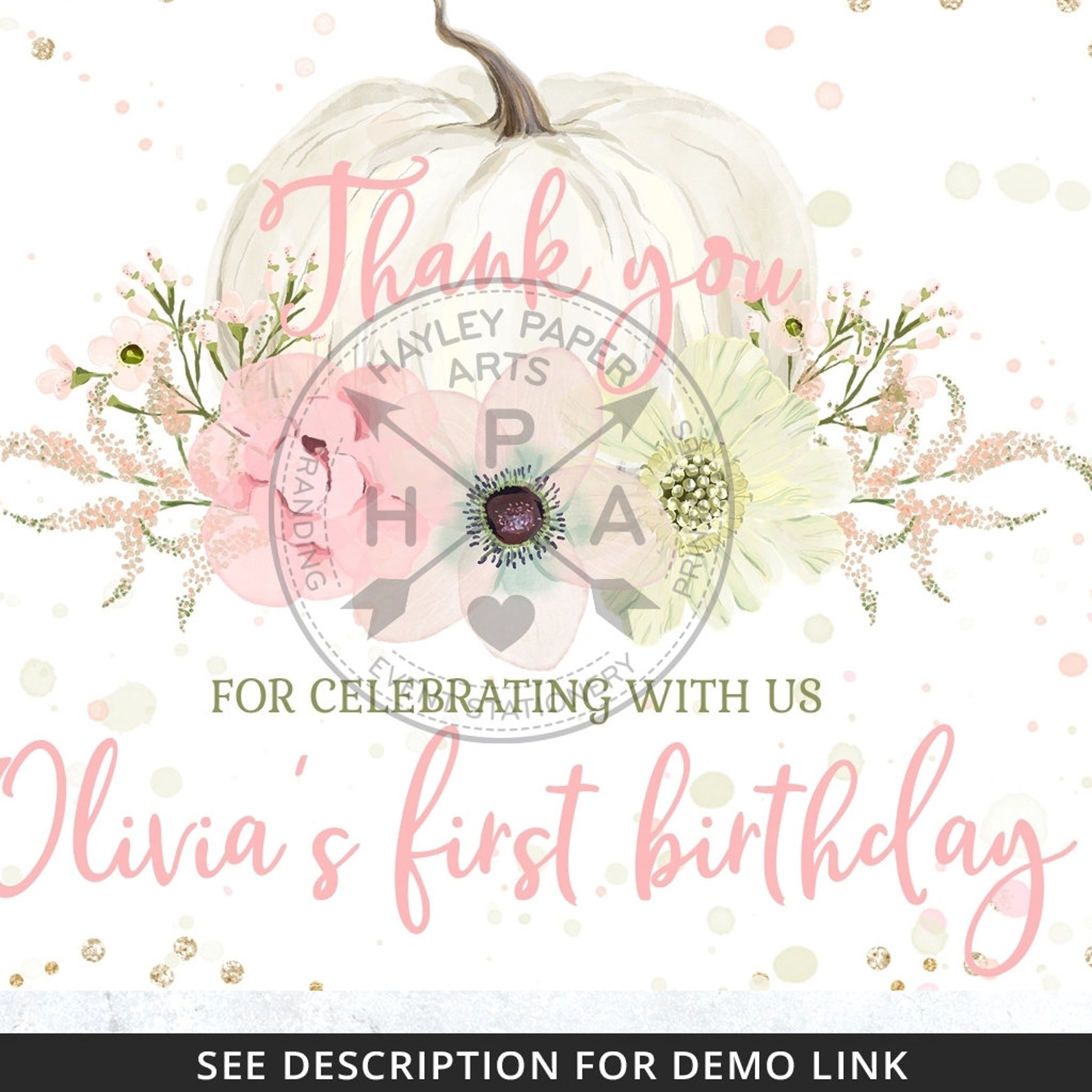 EDITABLE Pumpkin First Birthday Gable Gift Box Labels. Pink - Etsy