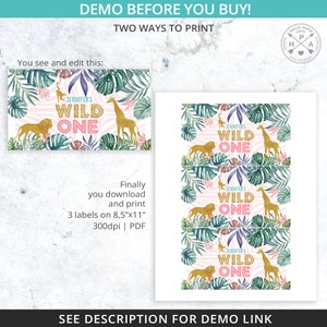 EDITABLE Jungle Gift Box Labels, Guest Name Tags. Handle Favor Takeway ...