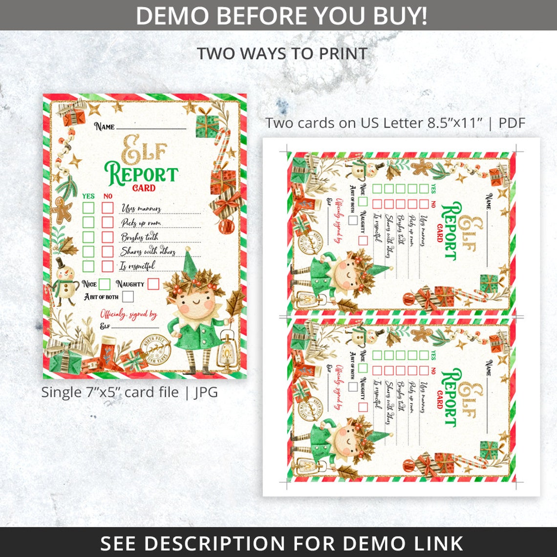 Elf Report Card. Notes From the Elf. Christmas Elves Letter. - Etsy