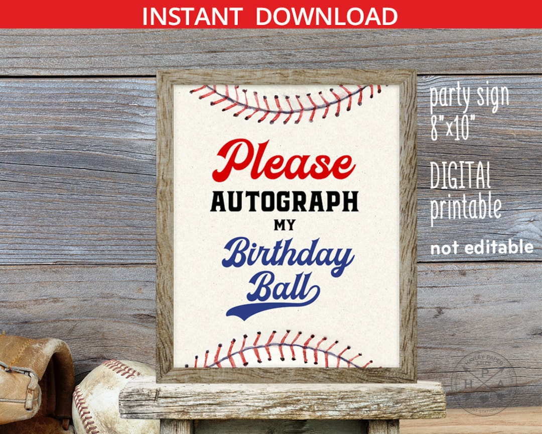 Baseball Table Sign Please Autograph My Birthday Ball 8x10 Printable ...