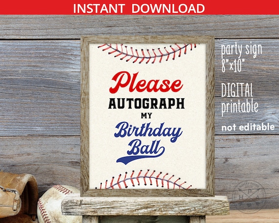Baseball Table Sign Please Autograph My Birthday Ball 8x10 - Etsy