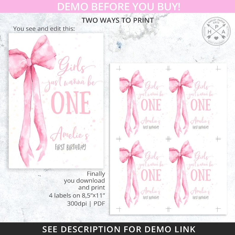 Coquette Pink Bow 1st Birthday Bundle, Girls Wanna Be ONE, Whimsical ...